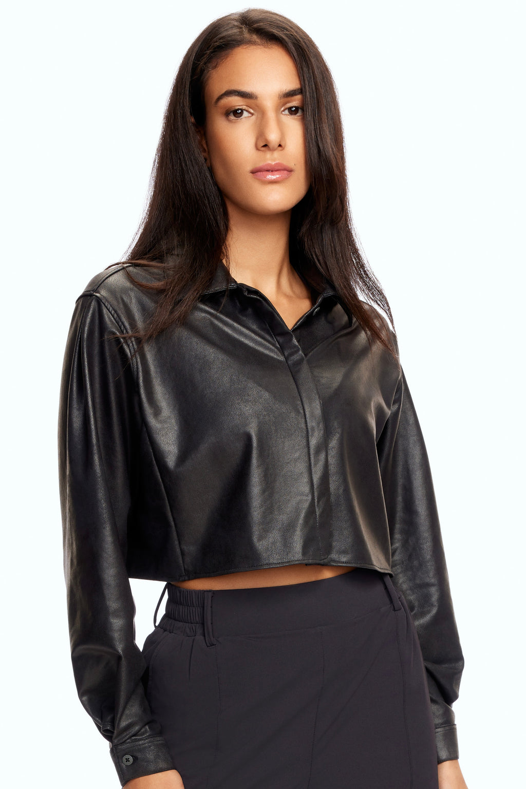 Cropped LeatherTech Overshirt – Pace Active Designs Private Limited